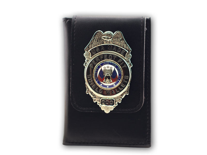 Dress Leather Double ID Case with Badge Flap – Duty Leather